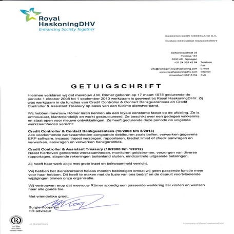 Getuigschrift HaskoningDHV | PDF