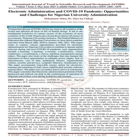 Electronic Administration and COVID 19 Pandemic Opportunities and ...