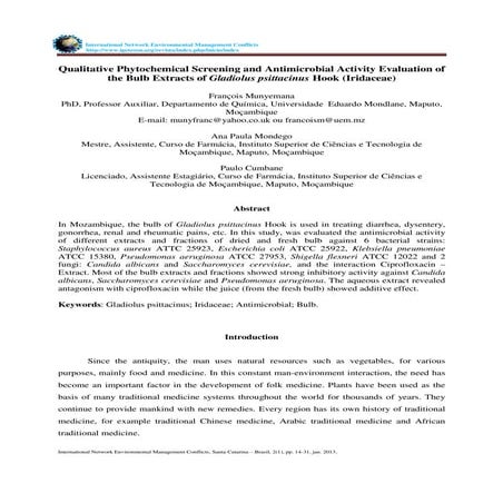 Qualitative Phytochemical Screening and Antimicrobial Activity Evaluation of the Bulb Extracts ...