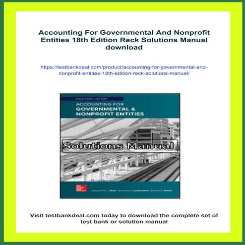 Accounting For Governmental And Nonprofit Entities 18th Edition Reck ...
