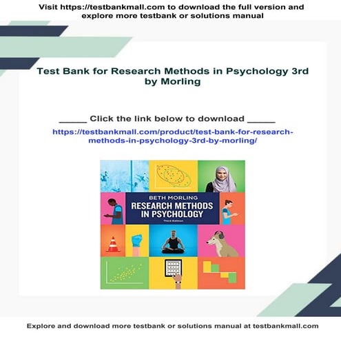 Test Bank for Research Methods in Psychology 3rd by Morling | PDF