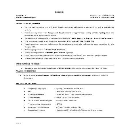 Updated Resume_ram | DOC | Web Development | Internet