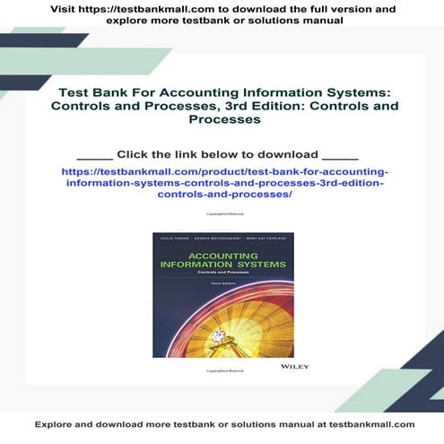 Test Bank For Accounting Information Systems: Controls and Processes ...