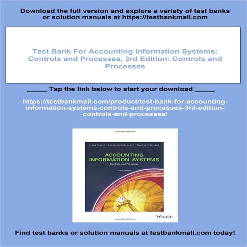 Test Bank For Accounting Information Systems: Controls and Processes ...