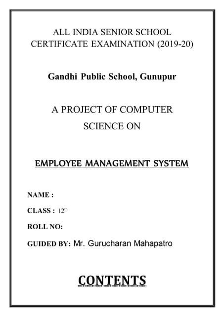 Computer Project For Class 12 Cbse On School Management Pdf