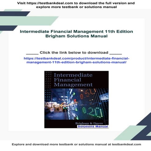 Intermediate Financial Management 11th Edition Brigham Solutions Manual ...