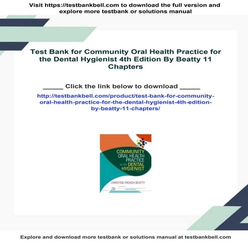 Test Bank for Community Oral Health Practice for the Dental Hygienist ...
