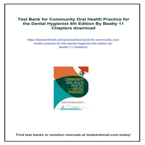 Test Bank for Community Oral Health Practice for the Dental Hygienist ...