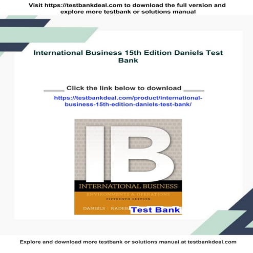 International Business 15th Edition Daniels Test Bank | PDF
