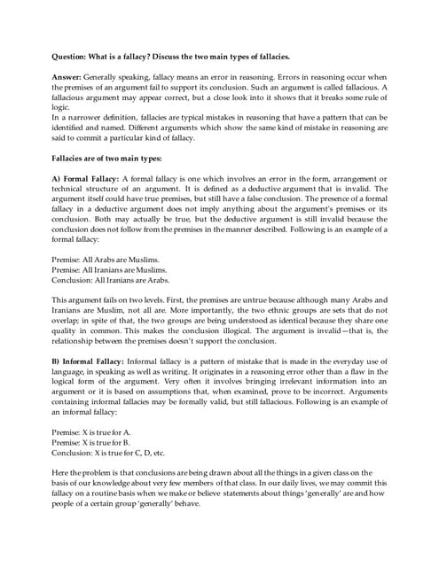 LOGIC-PRESENTATION TYPE OF FALLACIES PPTX | PPT