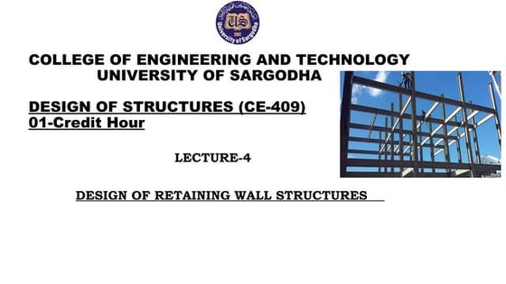 Modes of failure of retaining walls | PPTX