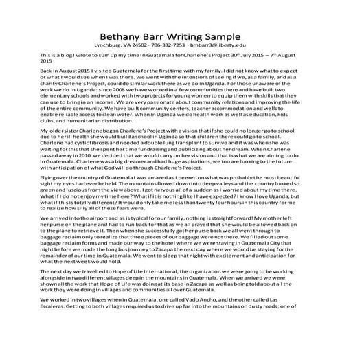 Bethany Barr Creative Writing Piece | DOCX