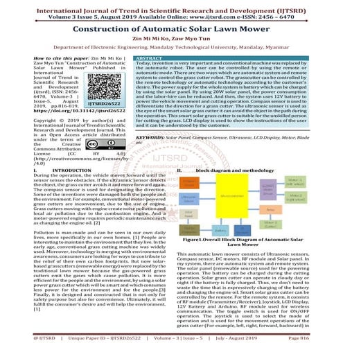 Construction of Automatic Solar Lawn Mower | PDF