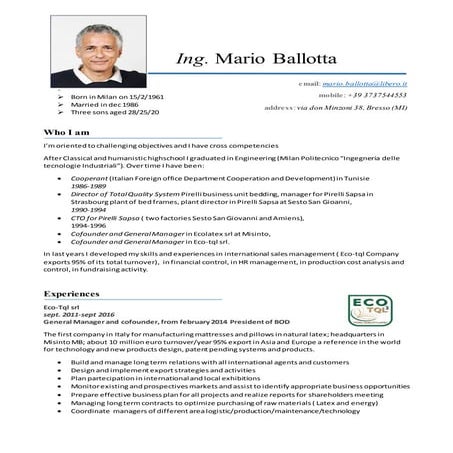 Mario Ballotta cv | PDF