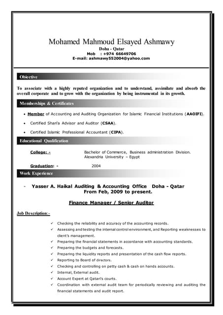 Mohammed Arshad CV | DOCX | Business Accounting & Finance | Business