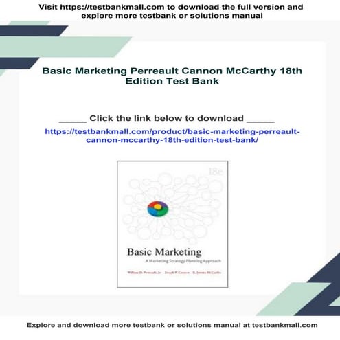 Basic Marketing Perreault Cannon McCarthy 18th Edition Test Bank | PDF