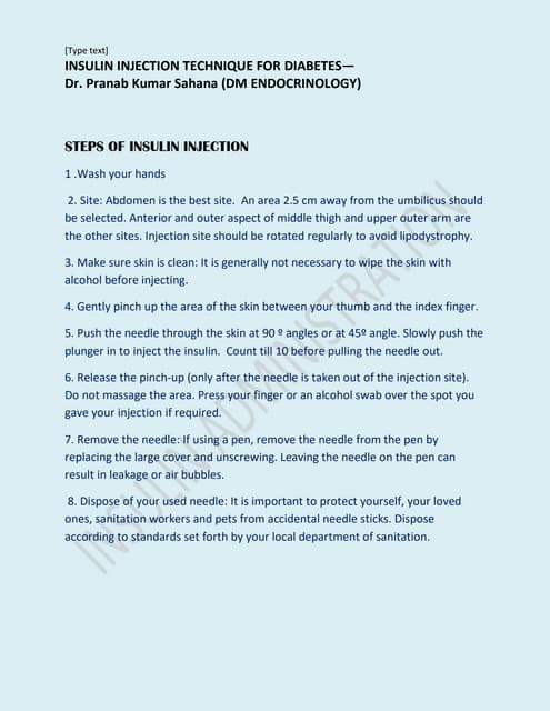 Insulin giving techniques | PPT