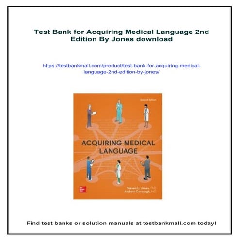 Test Bank for Acquiring Medical Language 2nd Edition By Jones | PDF
