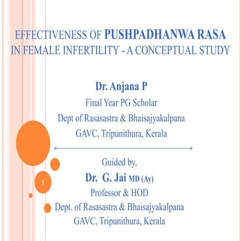 A CONCEPTUAL STUDY ON THE EFFECTIVENESS OF PUSHPADHANWA RASA IN FEMALE ...