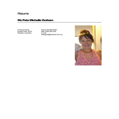 Peta's resume - Copy (2) | DOC