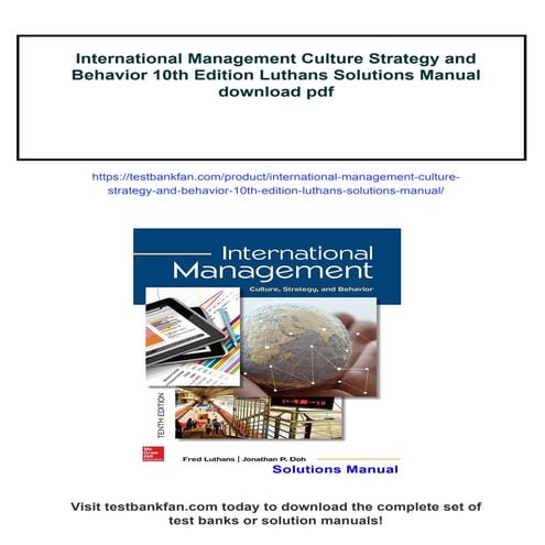 International Management Culture Strategy and Behavior 10th Edition ...