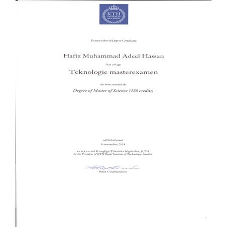 MSc degree_KTH | PDF