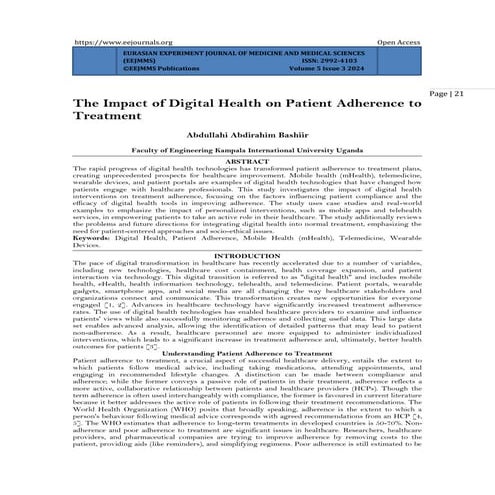 The Impact of Digital Health on Patient Adherence to Treatment (www.kiu ...