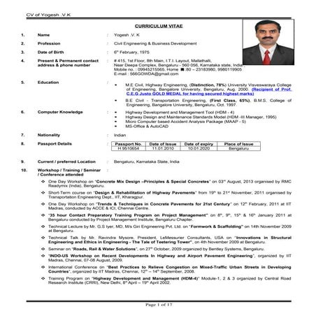 CV of Yogesh Final | DOC | Civil Engineering Industry | Industries