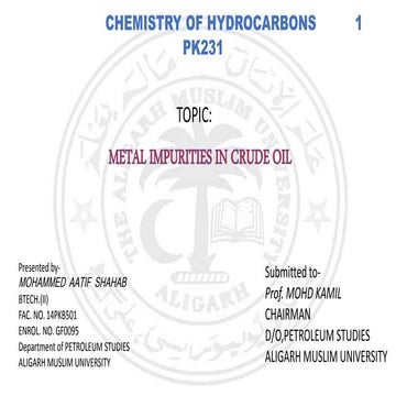 METAL IMPURITIES IN CRUDE OIL | PPTX