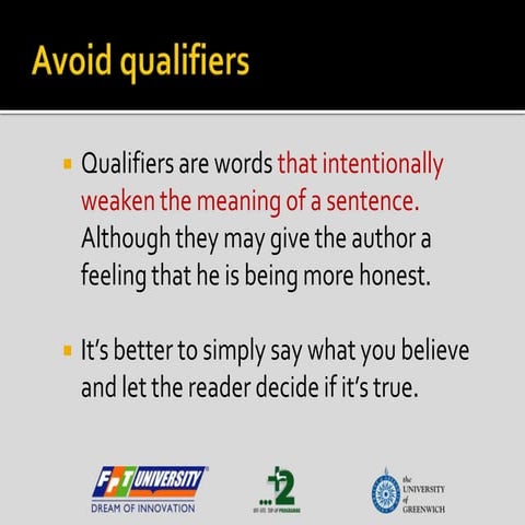 15) avoid qualifiers | PPTX