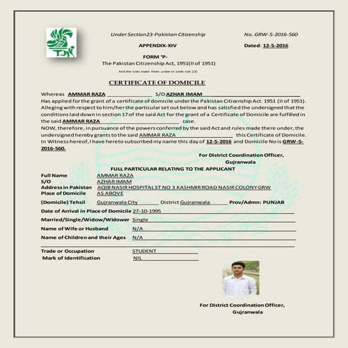 DOMICILE FORM | DOCX