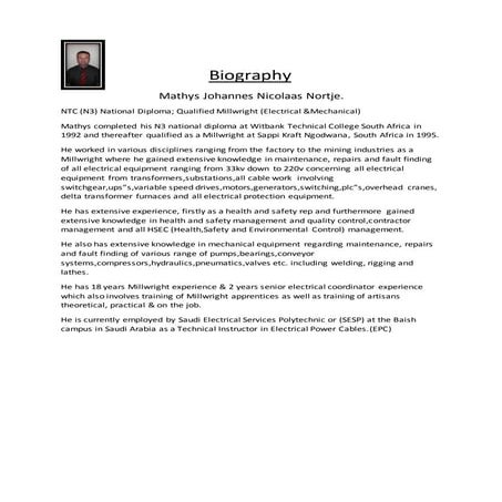 Thys Nortje Biography | DOCX