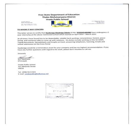 Reference Letter (VPS) | PDF