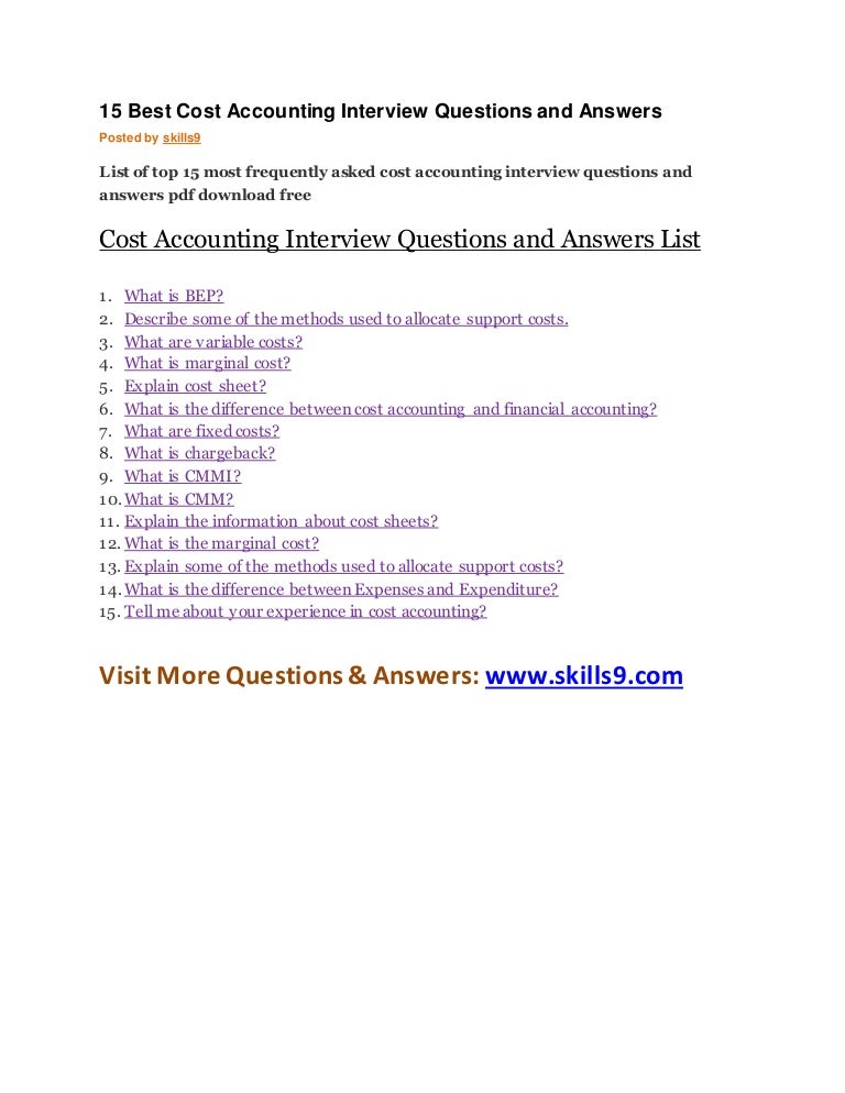 15 Best cost accounting interview questions And answers 15-best-cost-accounting-interview-questions-and-answers