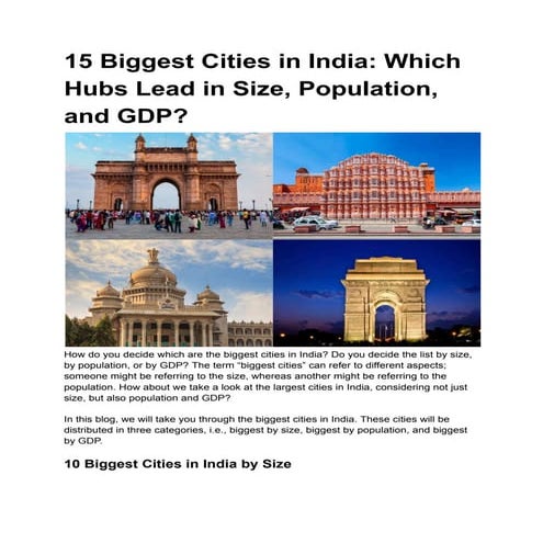 15 Biggest Cities in India_ Which Hubs Lead in Size, Population, and ...