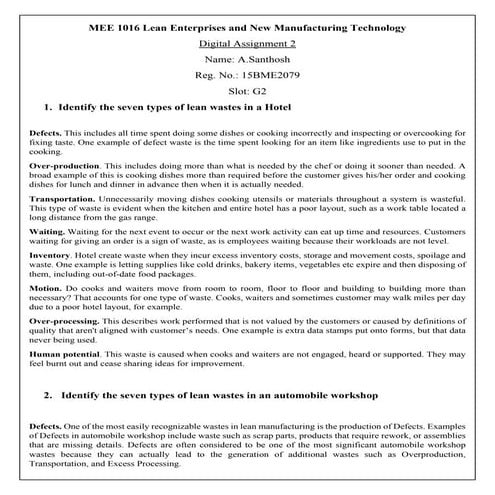 LEAN Digital Assignment | PDF | Logistics | Business