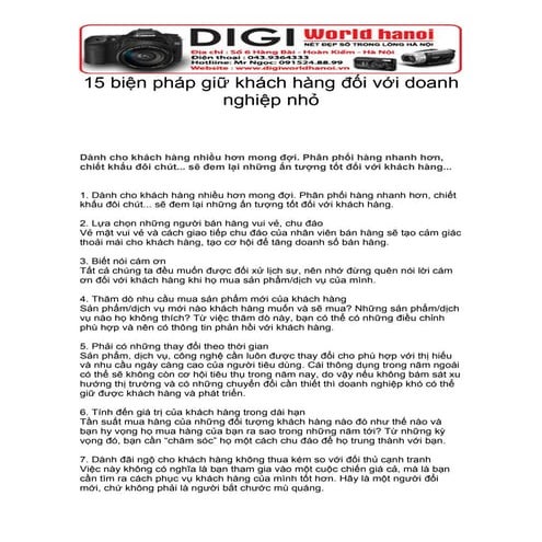 15 biện pháp giữ khách hàng đối với doanh nghiệp nhỏ | DOC
