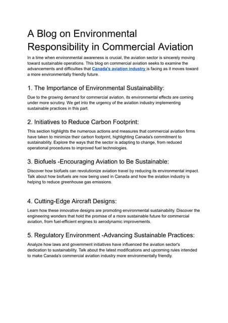 Environment, Social, and Governance (ESG) in the Aviation Industry | PPT