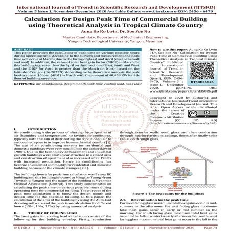 Calculation for Design Peak Time of Commercial Building using Theoretical Analysis in Tropical ...