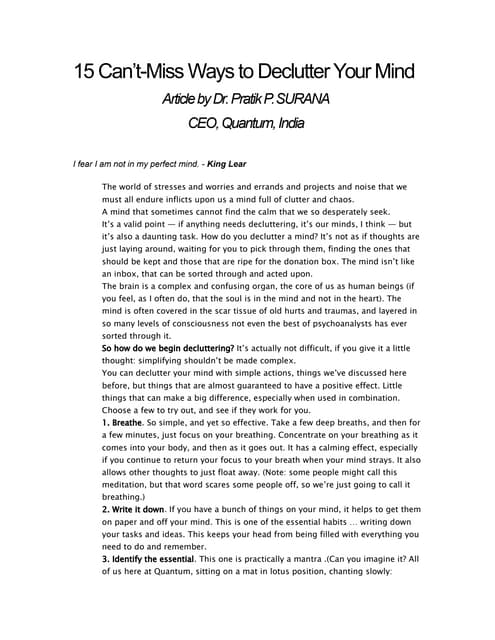 Empty your mind garbage bin | PPT