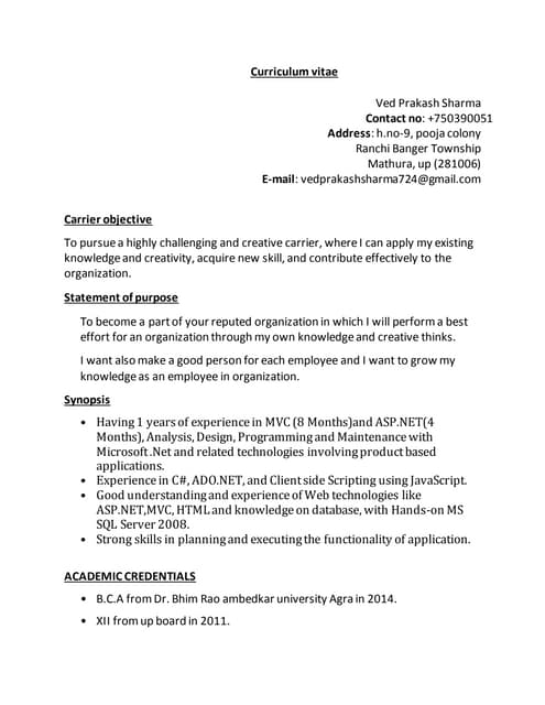 CV Sheet of life | DOC
