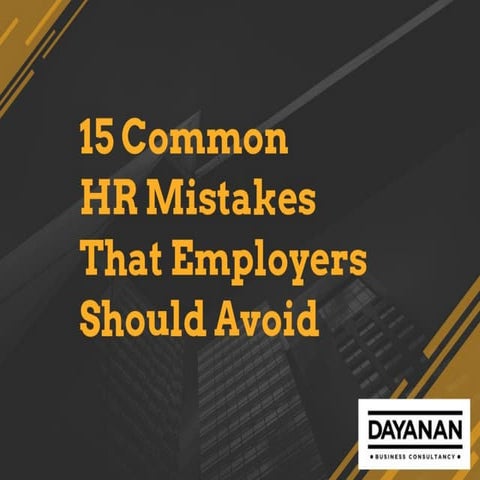 15 Common HR Mistakes that Employers Should Avoid | PDF