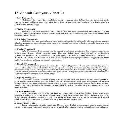 15 contoh rekayasa genetika | DOCX