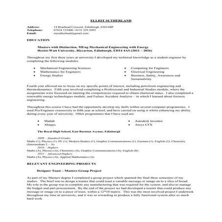 CV of Elliot Sutherland | PDF