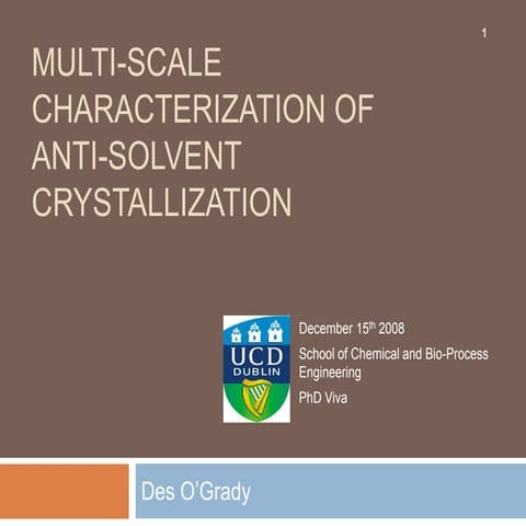 Des O Grady Thesis Multiscale Characterization Of Antisolvent Crystallization | PPT