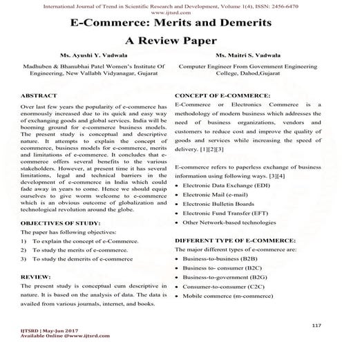 E-Commerce: Merits and Demerits A Review Paper | PDF
