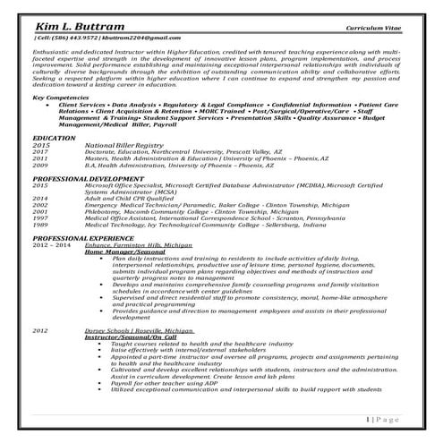KIM BUTTRAM 2015 RESUME | PDF