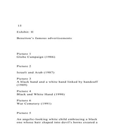 15 Exhibit II Benetton’s famous advertisements .docx