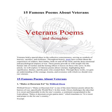15 Famous Poems About Veterans: You Should Know | DOCX