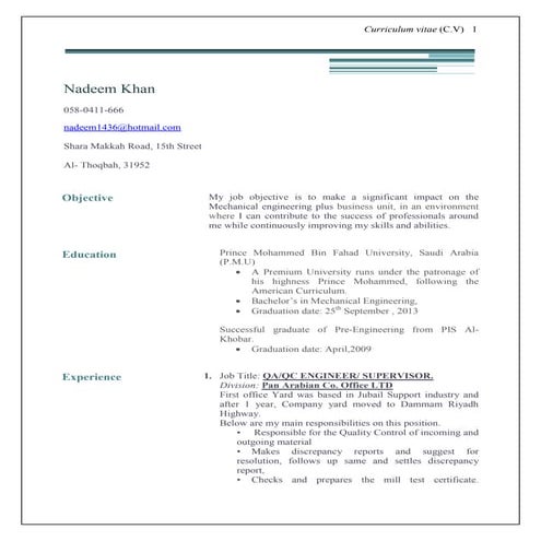 Nadeem CV | PDF